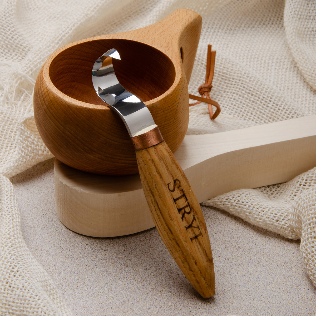 Spoon bowl and kuksa carving hook knife, Hook knife 25mm STRYI Profi ...