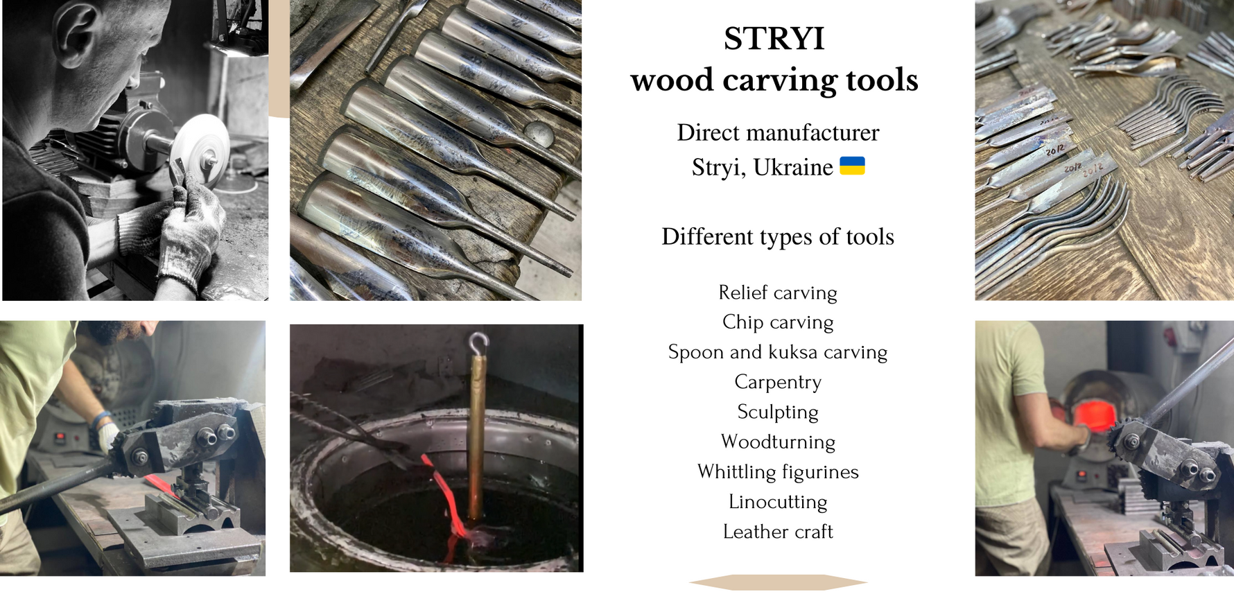 Carving tools, Chisels, Gouges, Bent gouges, Wood carving tools STRYI