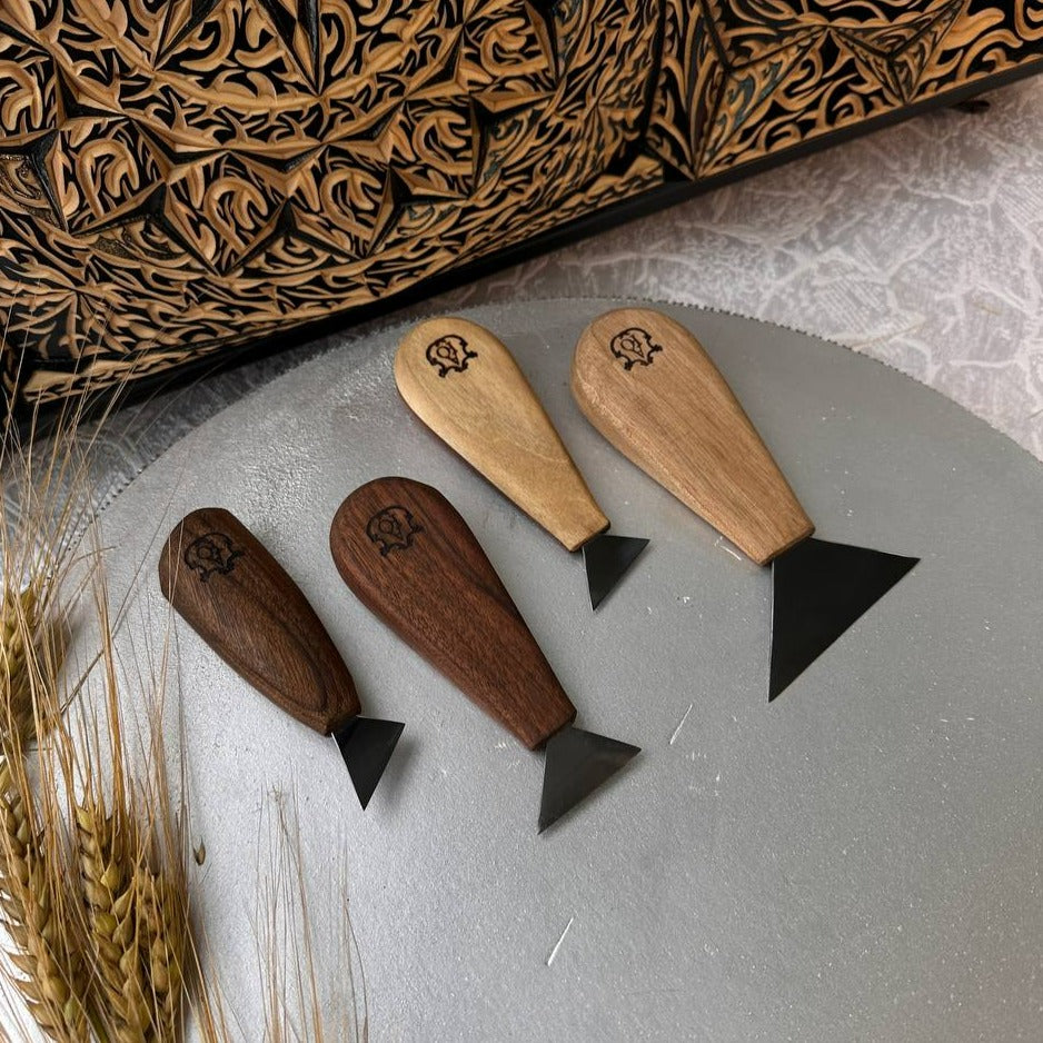 Wood carving Knives set, Swallowtail knives in roll-case, Triangle knives, Chip carving knives ...
