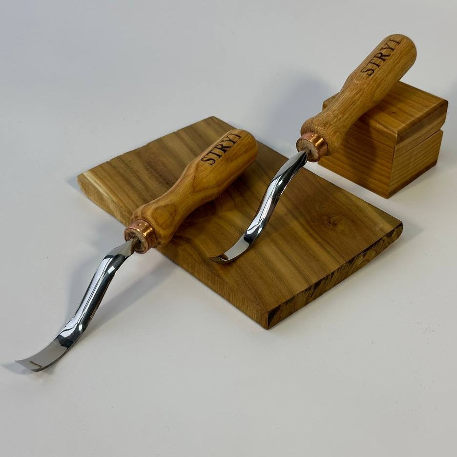 Gouge long bent chisel, profile#1 flat, STRYI Profi, bent gouges, carv ...