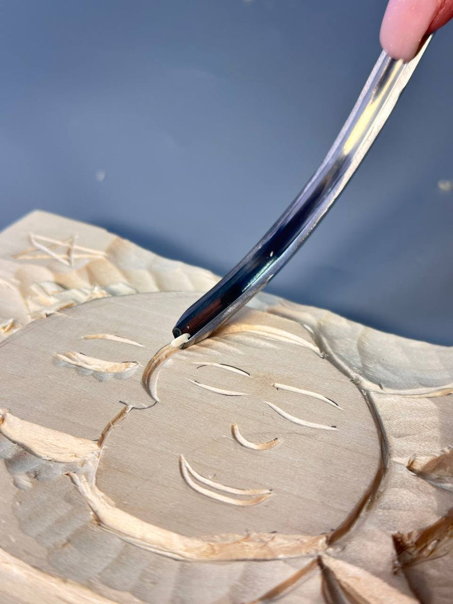 Long Bent V-parting Gouge STRYI 45 degrees, Detailing wood carving ...