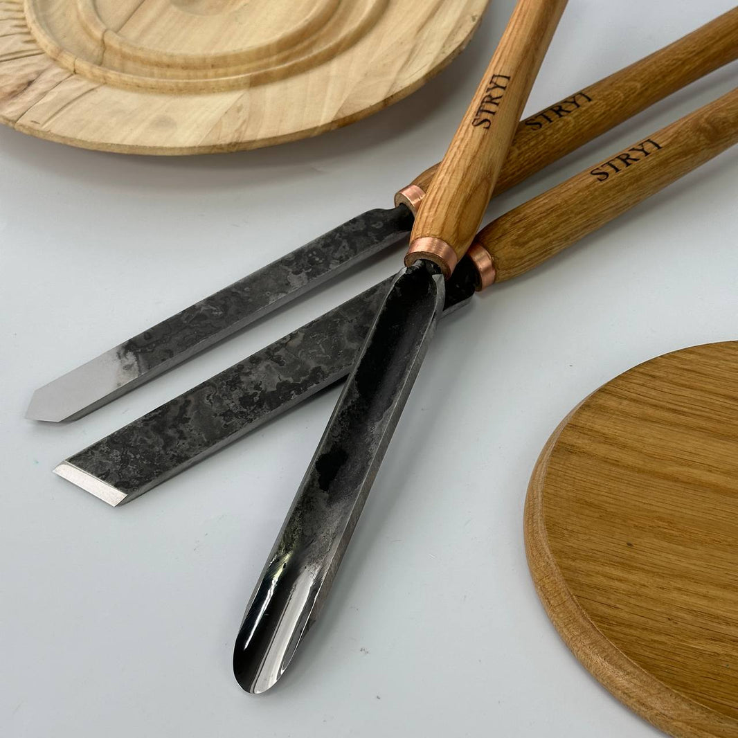 Wood turning tools, Skew chisel, Rounf scraper, Spindle gouge, Roughing ...