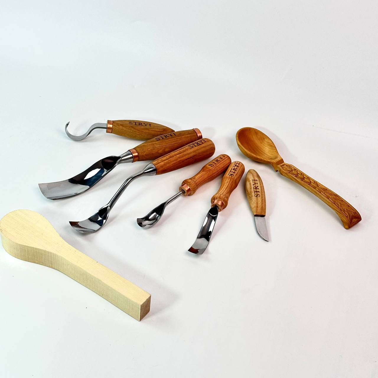 Bowl carving kit 6 pcs STRYI Profi, Bowl Gouges set, Spoon carving too