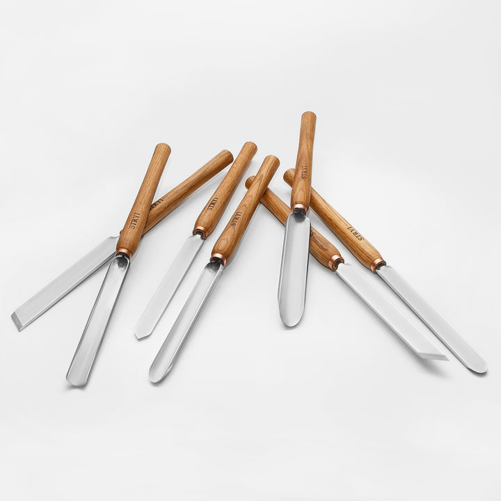 Wood turning tools, Skew chisel, Rounf scraper, Spindle gouge, Roughing ...